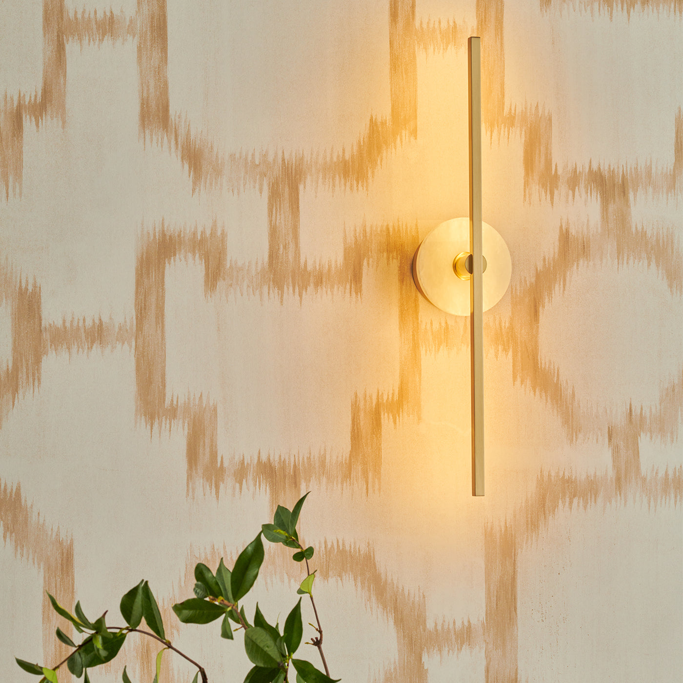 "Essential Stick" Wall Sconce in Satin Brass and White Marble Matlight ...