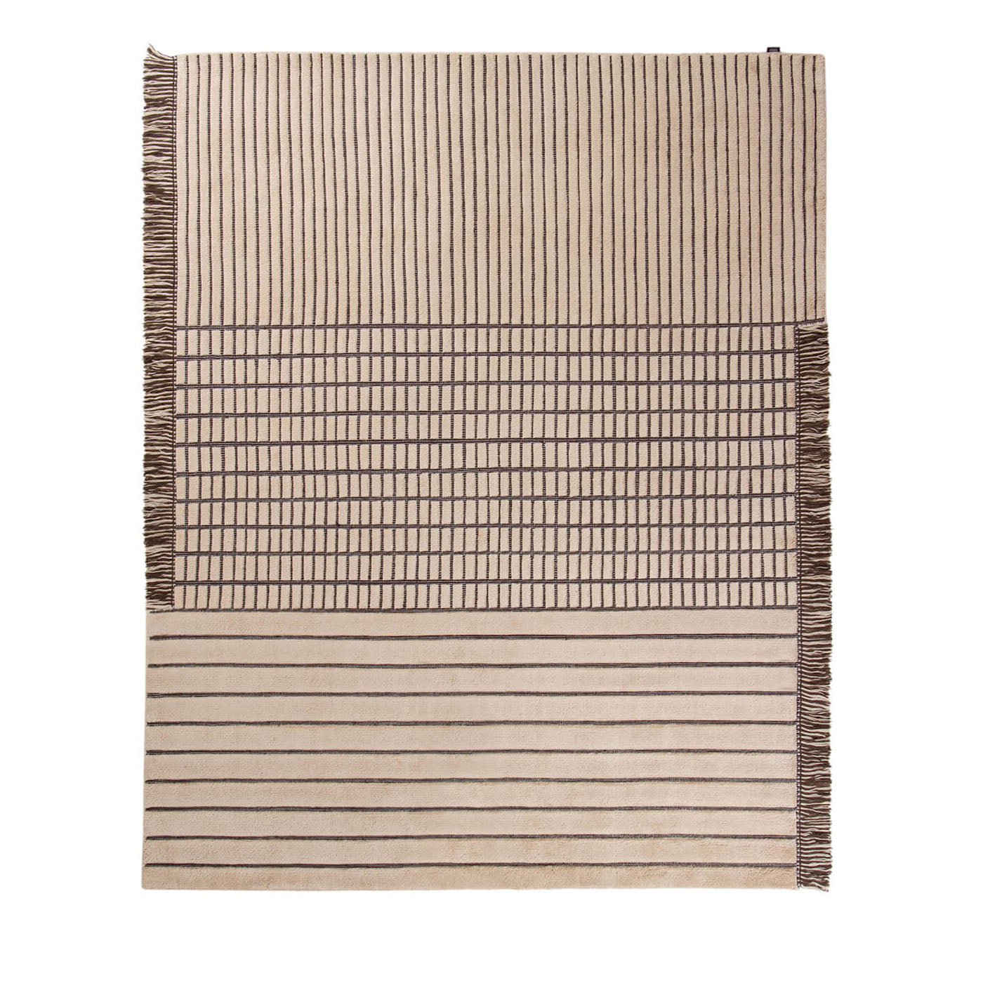 RD Grid Berber Fringed Black & White Wool Rug by Rodolfo Dordoni Amini ...
