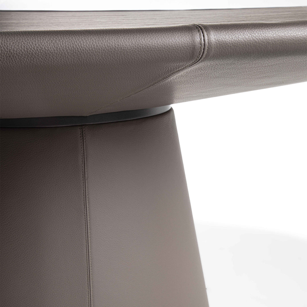 Loop Elliptical Gray Leather & Wood Table Enrico Pellizzoni | Artemest