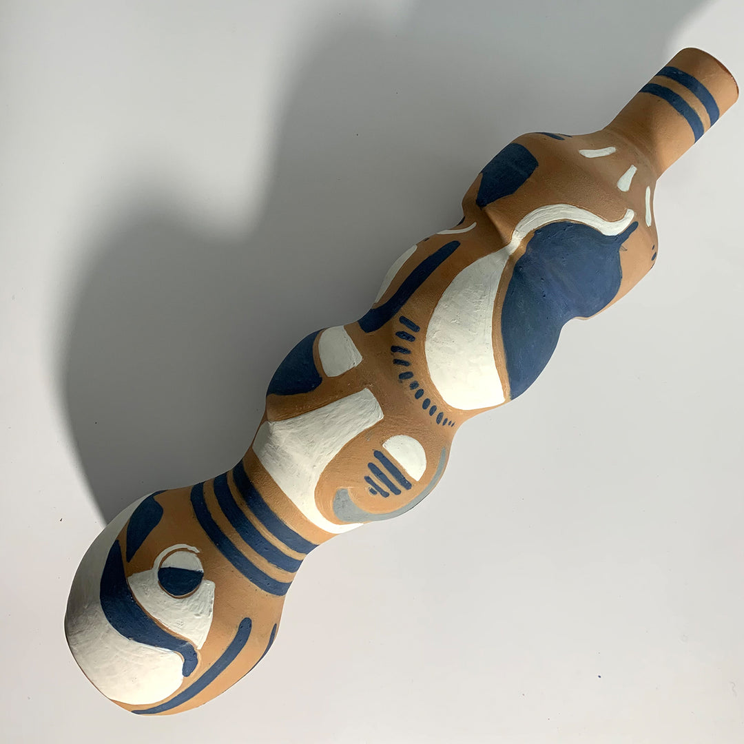 U1 Abstract Motif Terracotta Decorative Vase Enryhands | Artemest