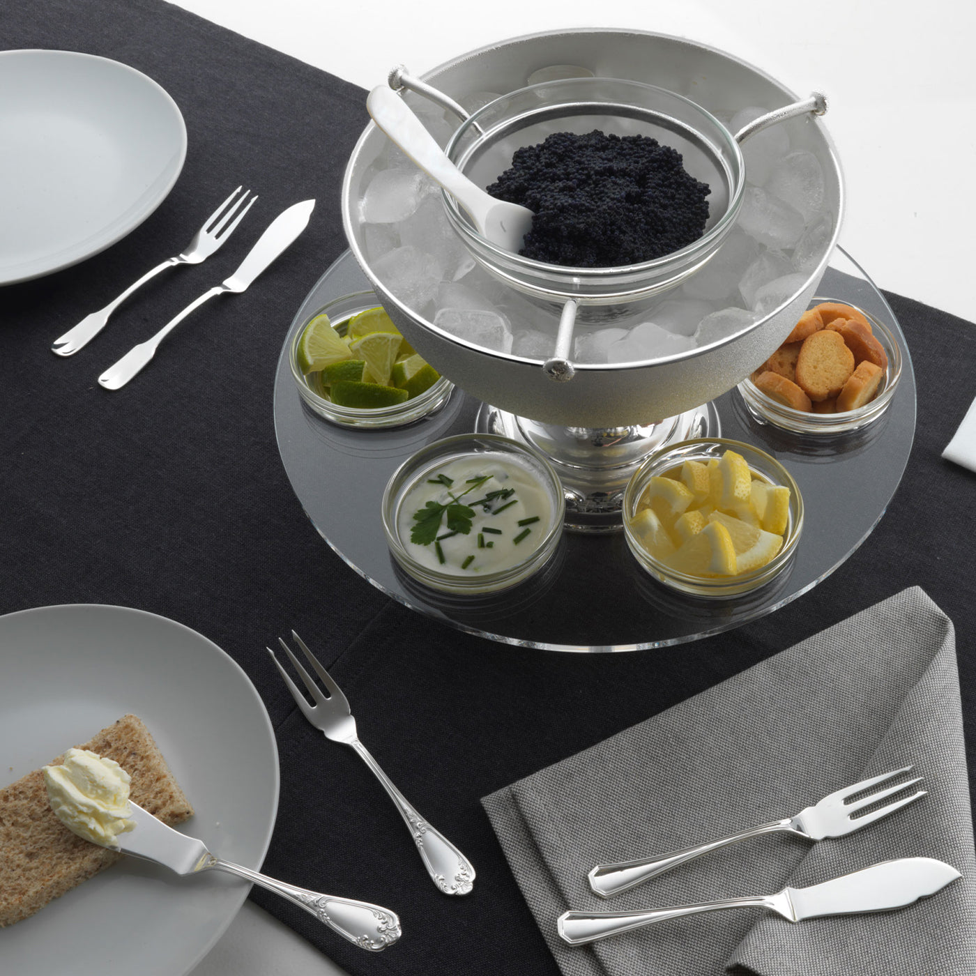 Silver-Plated Brass Caviar Set Serveware Greggio | Artemest