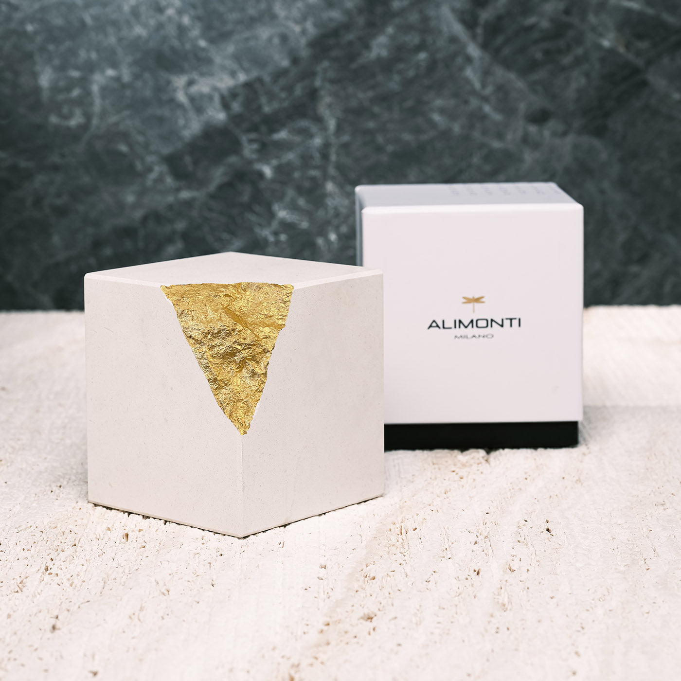 Colpo Da Maestro Gold Leaf Limestone Sinai Cubic Sculpture Alimonti ...