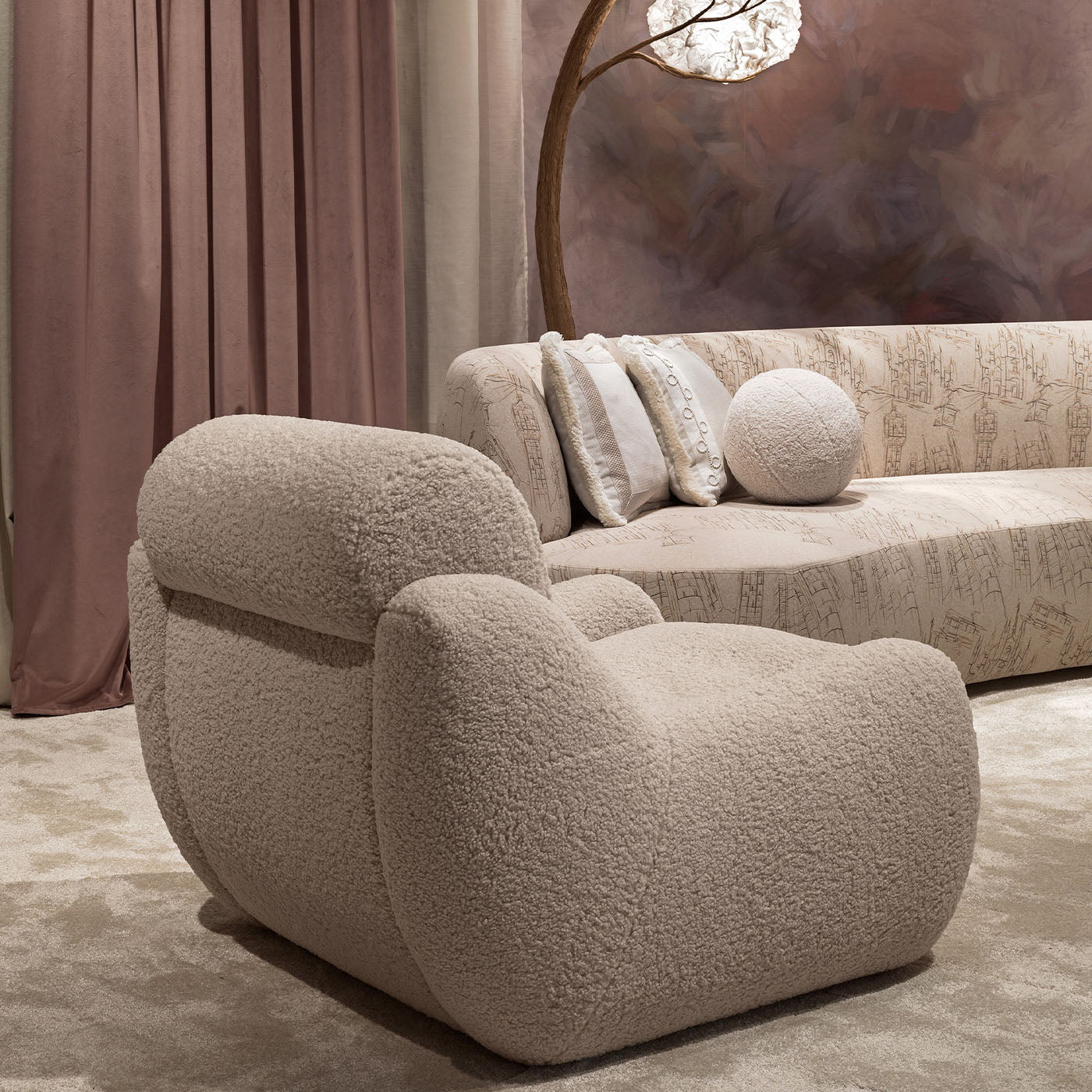 Teddy Beige Boucle Fabric Armchair Chiara Provasi | Artemest