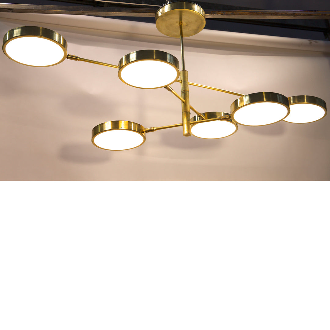 Sistema 6-arms brass and glass Chandelier Silvio Piattelli | Artemest