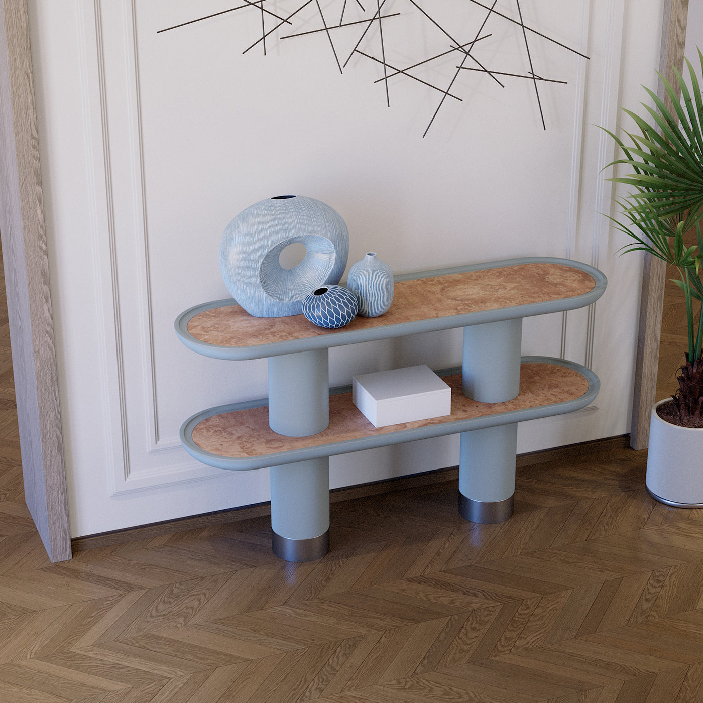 Mina 2.150 2-Shelf Pastel Light-Blue Console Ultramobili | Artemest