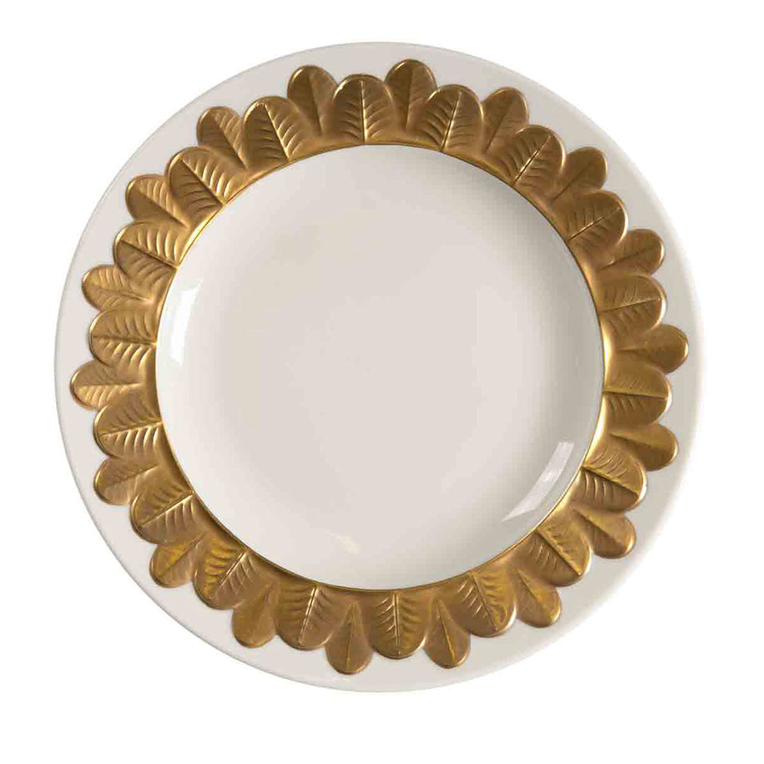 PEACOCK DESSERT PLATE - GOLD #2 Villari | Artemest