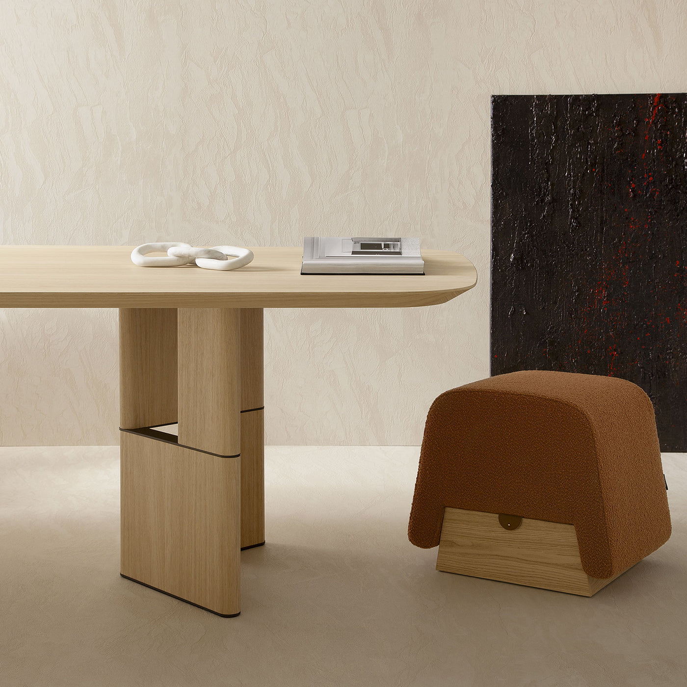 Tetris Table with Pure Wood Natural Oak Top Morica Design | Artemest