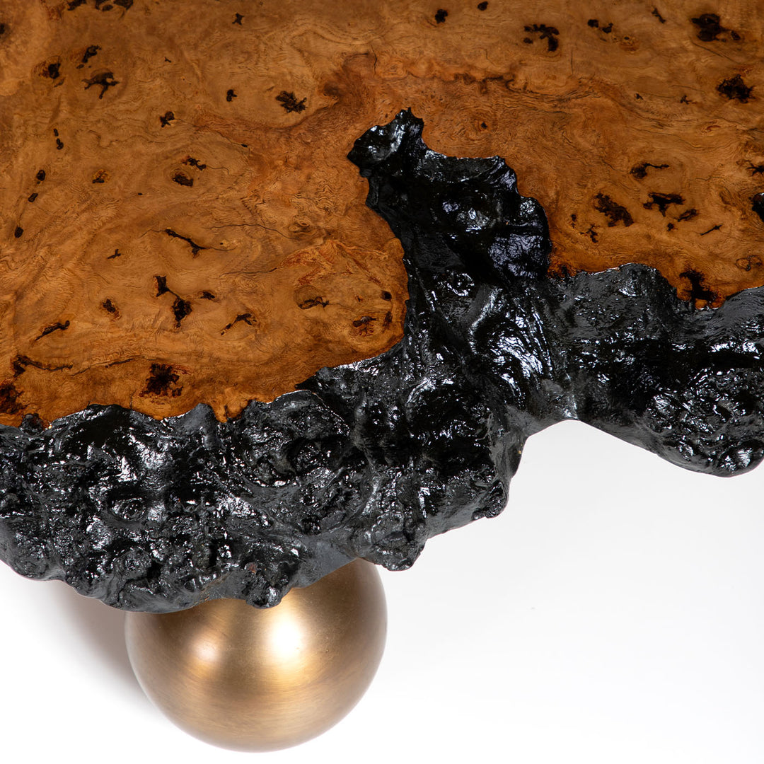 Magma I Footed Oak Briar Coffee Table Omnibus Design | Artemest