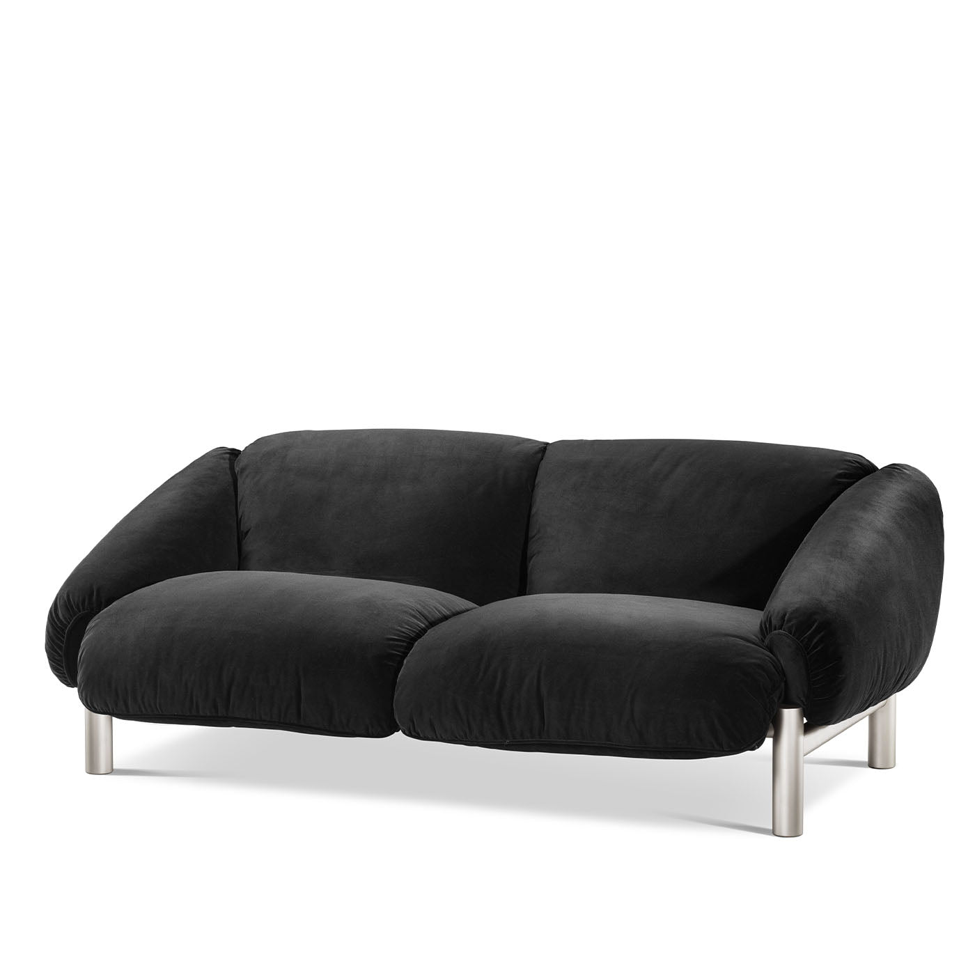 Flo 2-Seater Black Fabric Sofa by Lorenza Bozzoli Ghidini 1961 | Artemest