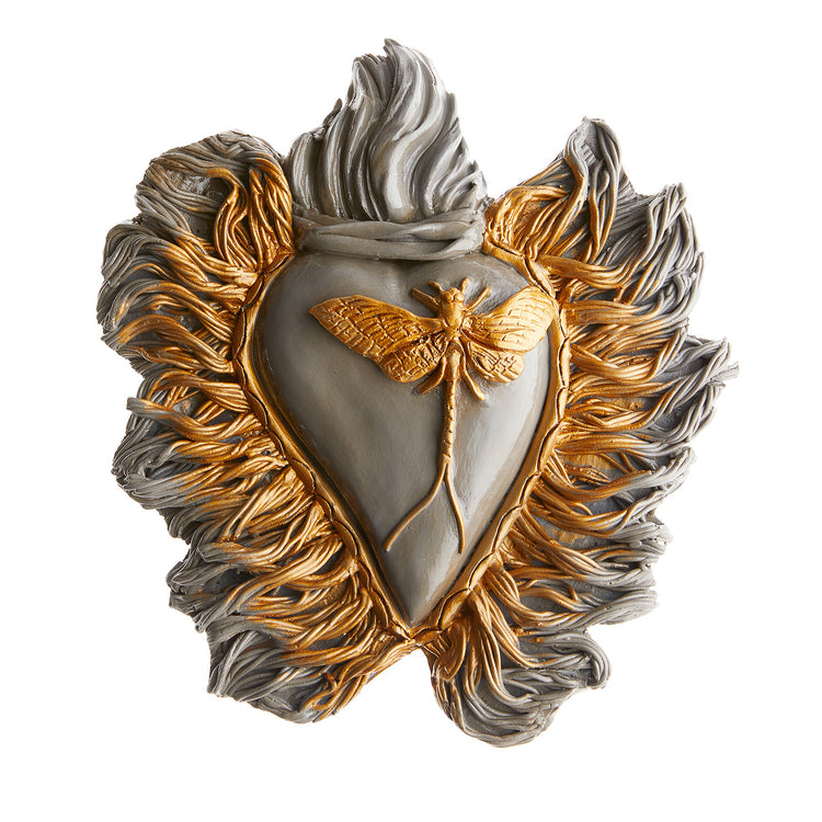 EPHEMERUS EFFECT GRAY AND GOLD CERAMIC HEART Cuore di Argilla | Artemest