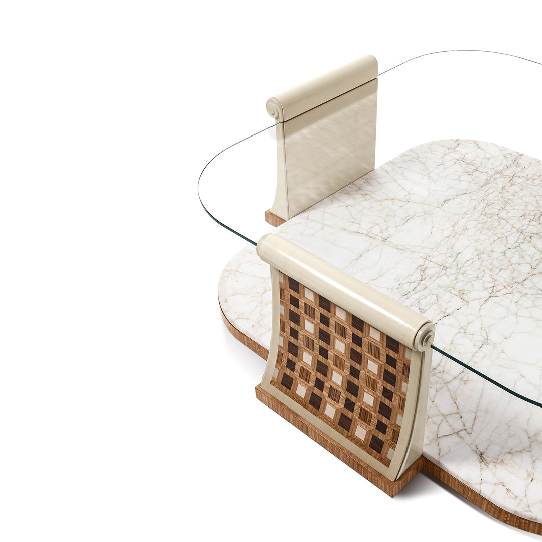 Square Marble and Crystal Coffee Table Provasi | Artemest