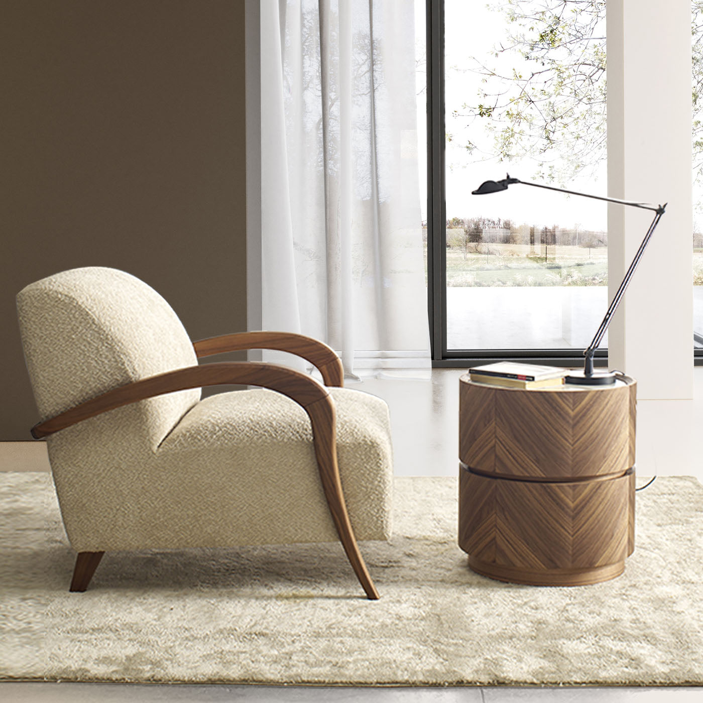 Domino Beige Walnut Armchair