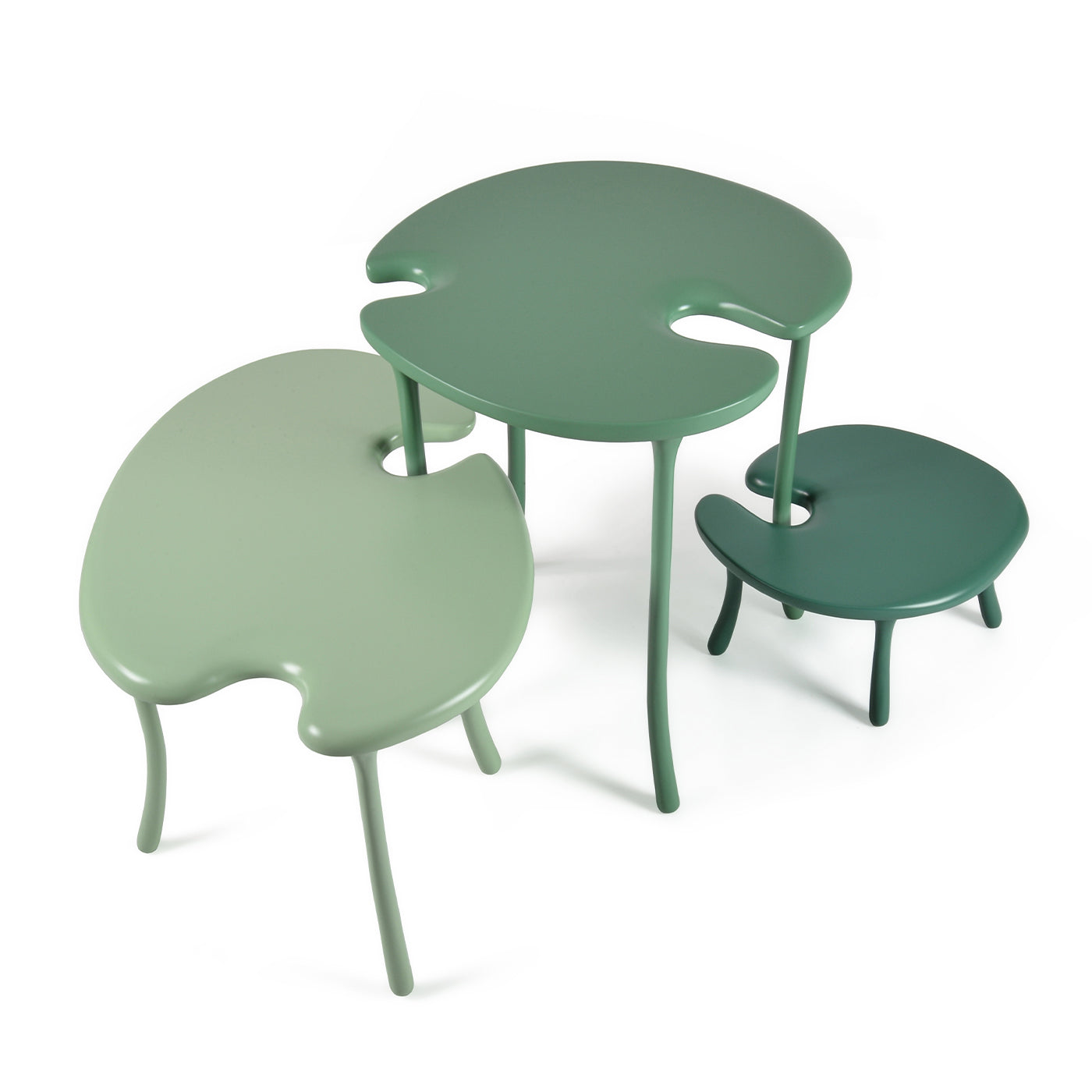 Tavo B2 Modular Set of 3 Green Coffee Tables Orografie | Artemest