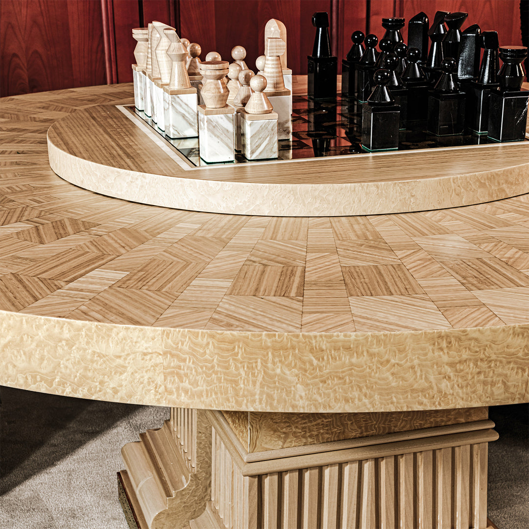 Pantheon Inlaid Eucalyptus Wood Table Provasi | Artemest