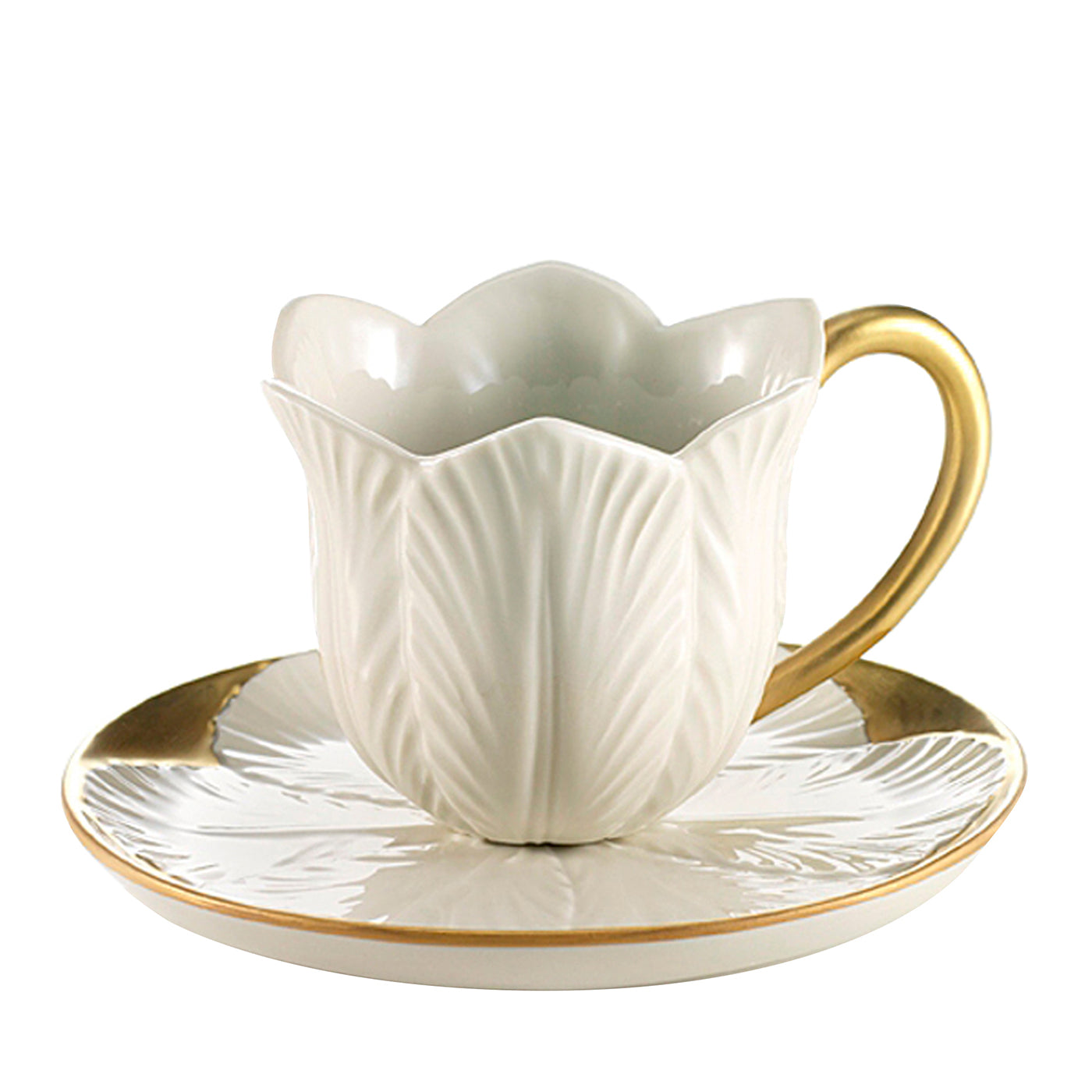 TULIP TEA CUP WITH PLATE - WHITE Villari | Artemest