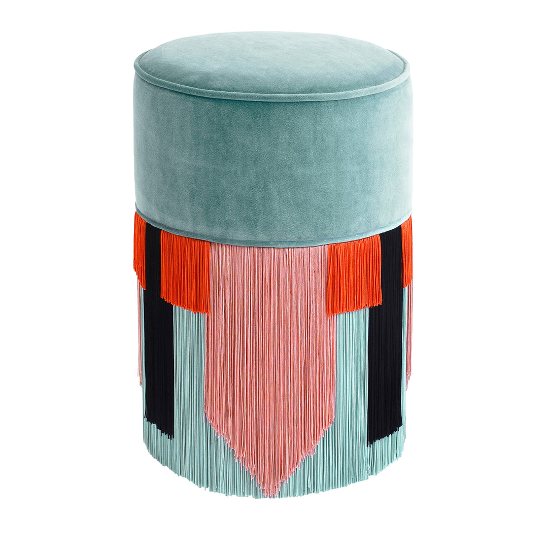 Couture Light Blue Pouf with Geometric Fringe Lorenza Bozzoli Couture ...