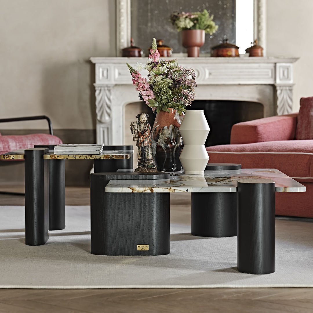 Amoris Tall Side Table in Blue Roma Quartzite & Moka Ash Black Tie ...