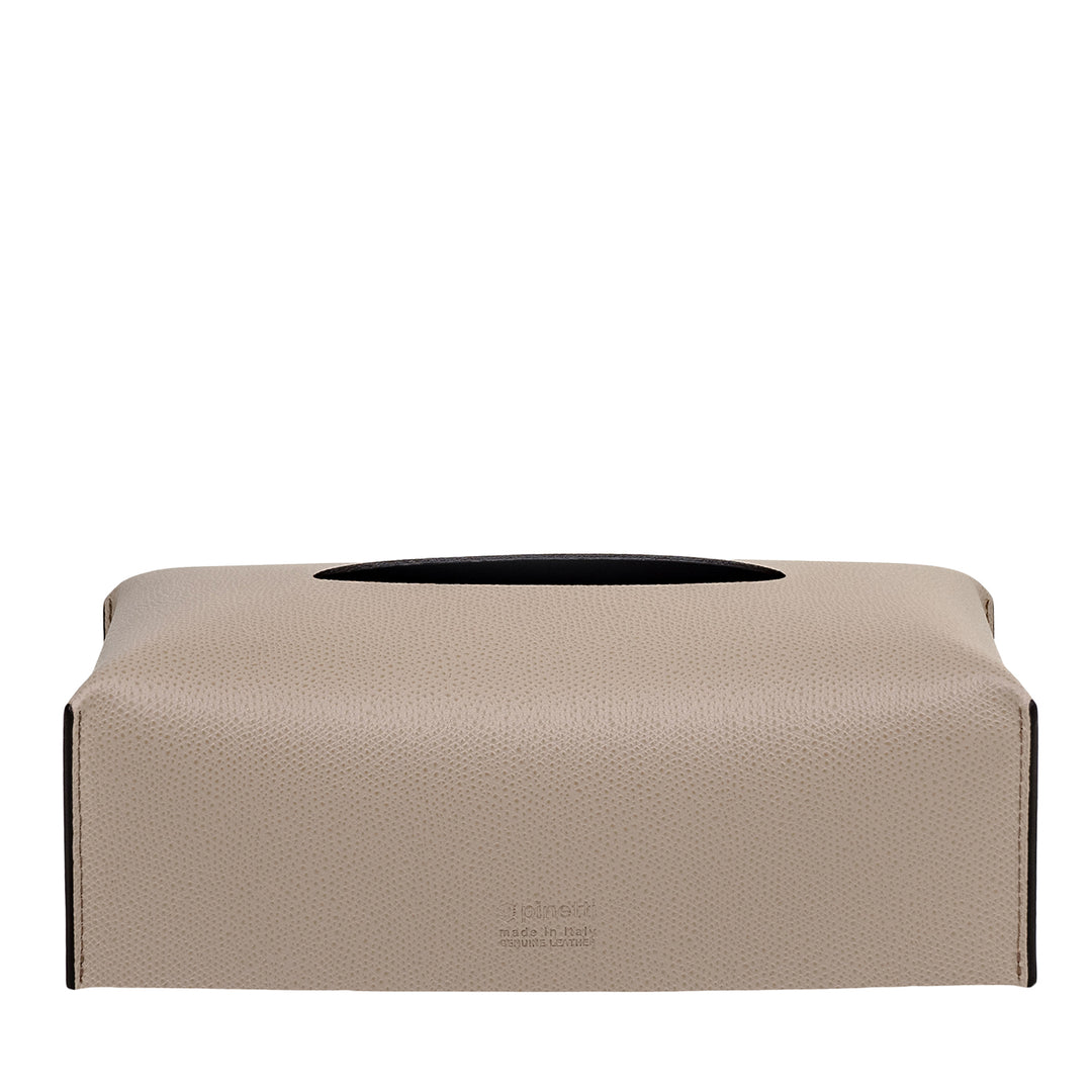 Beige Leather Tissue Box Pinetti | Artemest