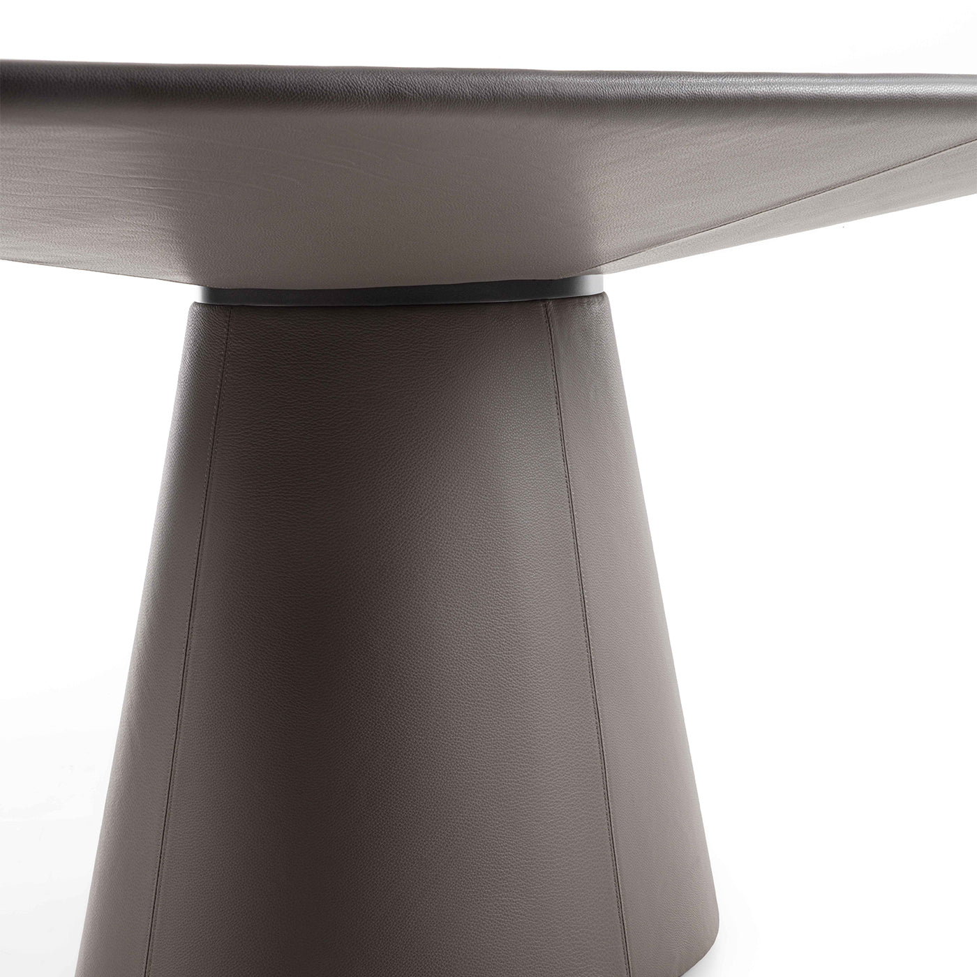 Loop Elliptical Gray Leather & Wood Table Enrico Pellizzoni | Artemest