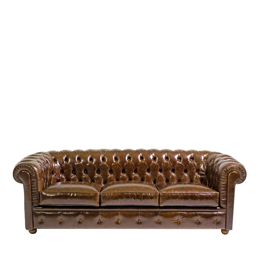 Chesterfield moss brown leather sofa Mantellassi 1926 | Artemest