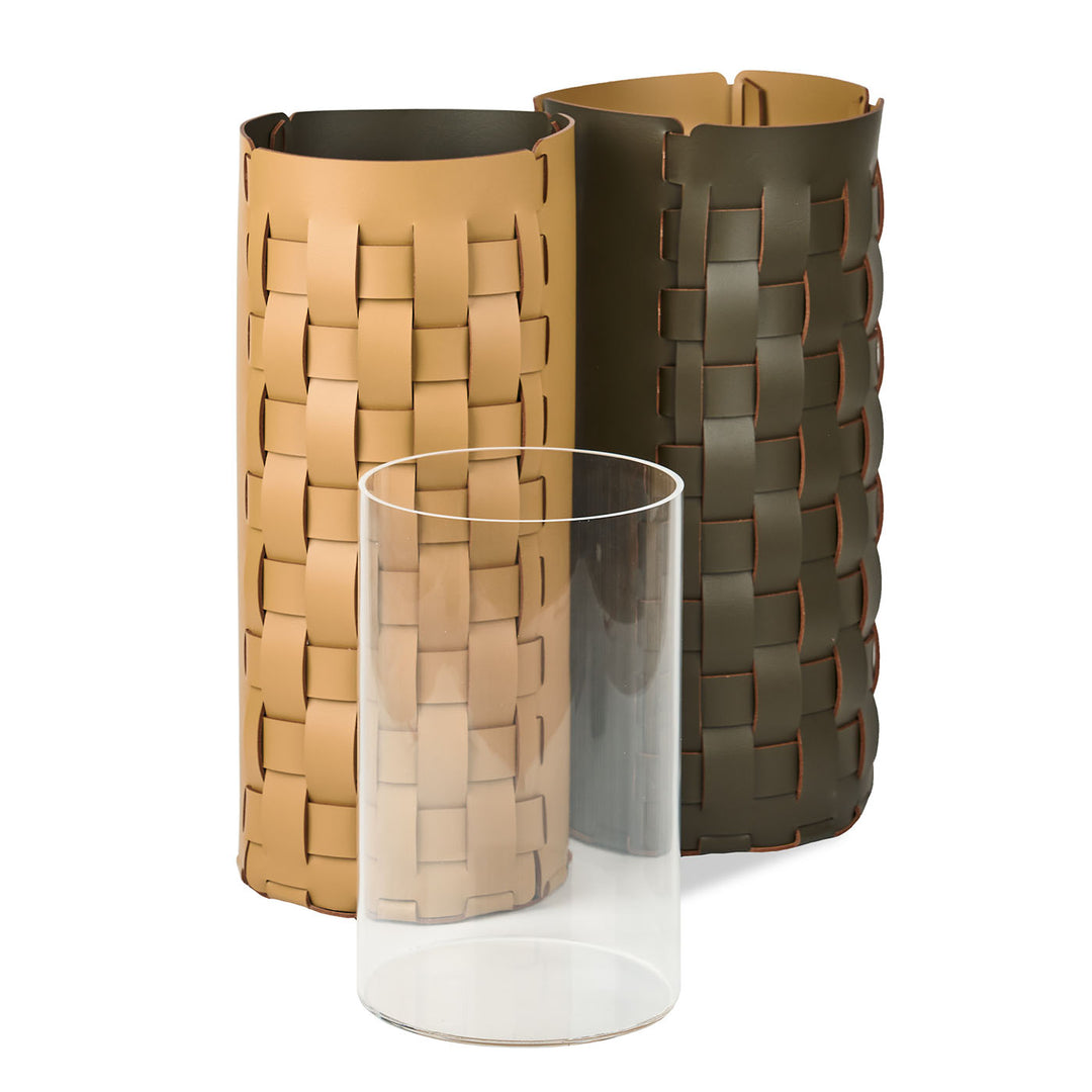 Bottega Olive and Mustard Leather Umbrella Stand ADJ Style | Artemest