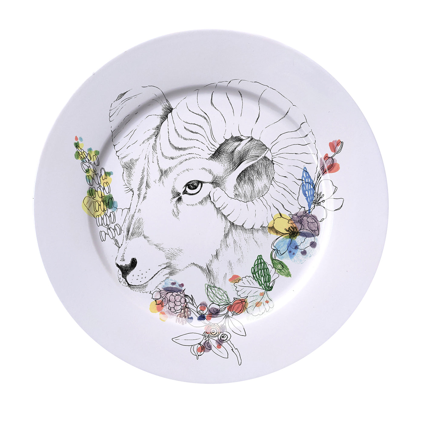 An Ode To The Woods Big Horn Sheep Dinner Plate Francesca Colombo ...
