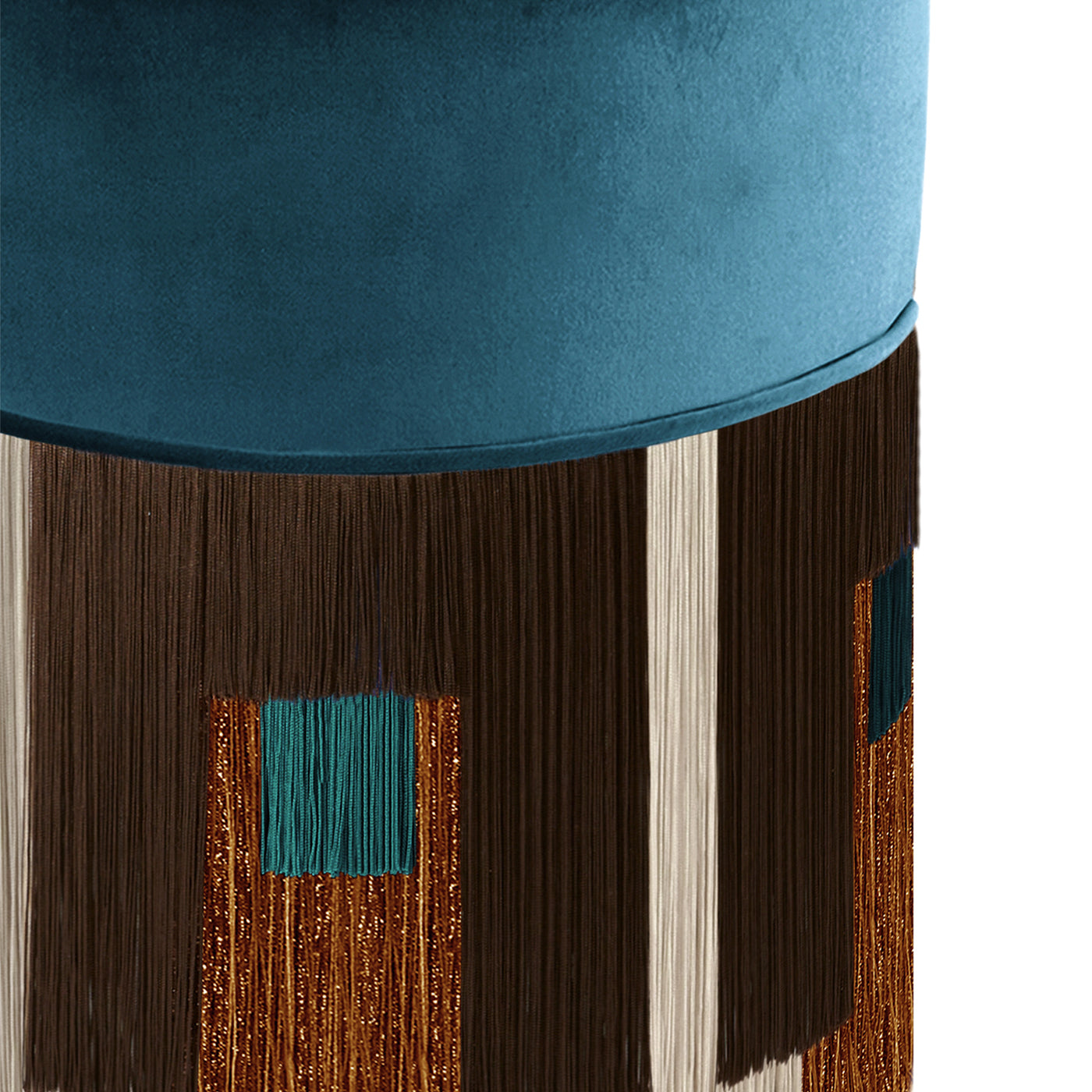 Treasure Blue Velvet Brown Fringes Pouf by Lorenza Bozzoli Lorenza ...