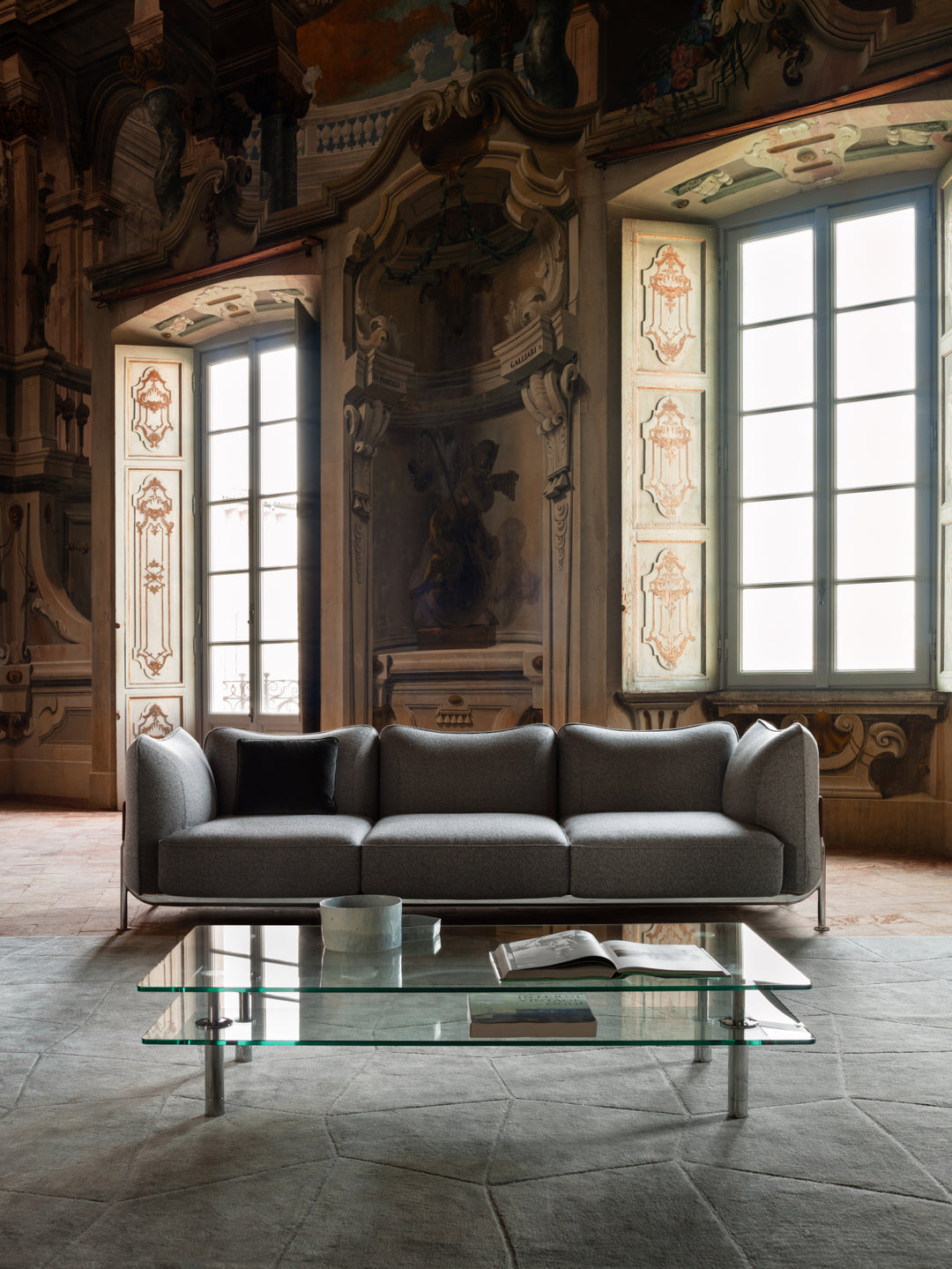 Tasca 3-Seater Gray Fabric Sofa Ghidini 1961 | Artemest