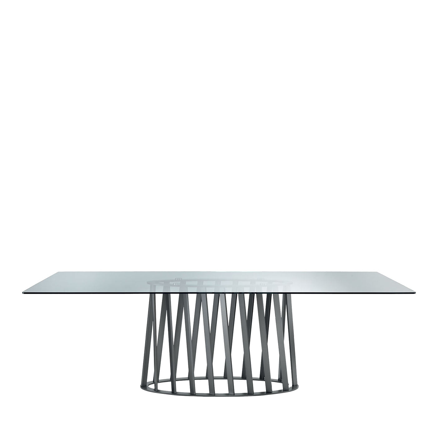 Cosmo Dining Table with Painted Metal Frame and smoke glass top Pacini & Cappellini | Artemest