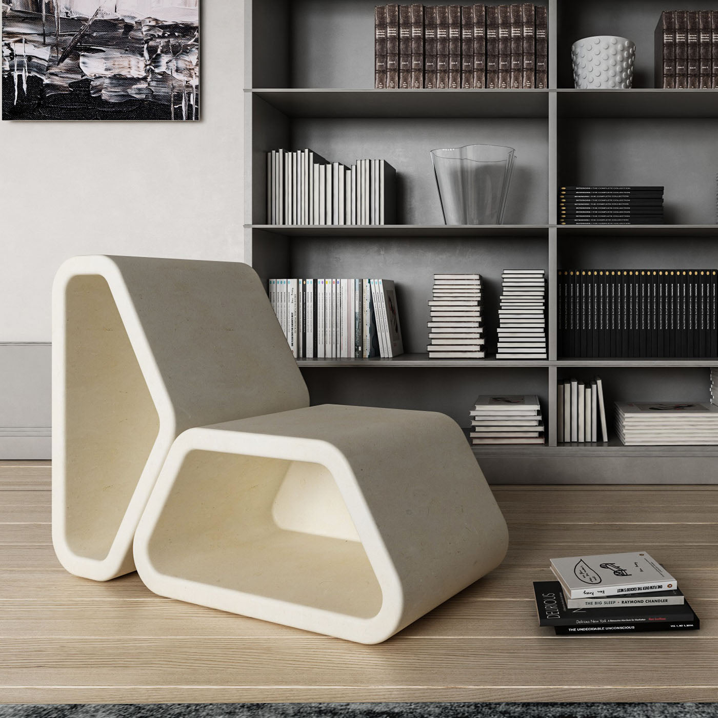 Messapo Lecce Limestone Lounge Chair by Noii Studio Pimar Limestone ...