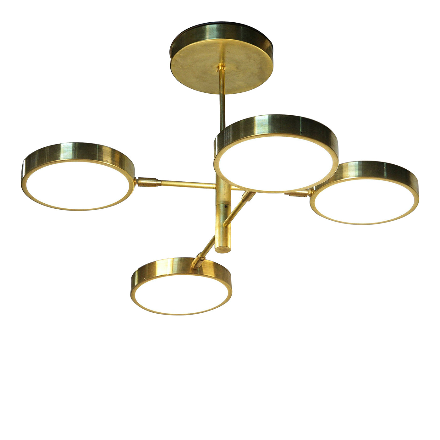Sistema 4-arms brass and glass Chandelier Silvio Piattelli | Artemest