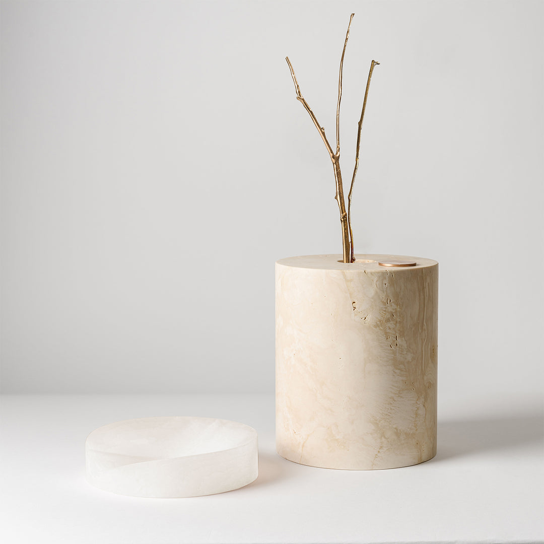 Here and Now White Onyx and Ostuni Travertine Vase #2 Alimonti Milano ...