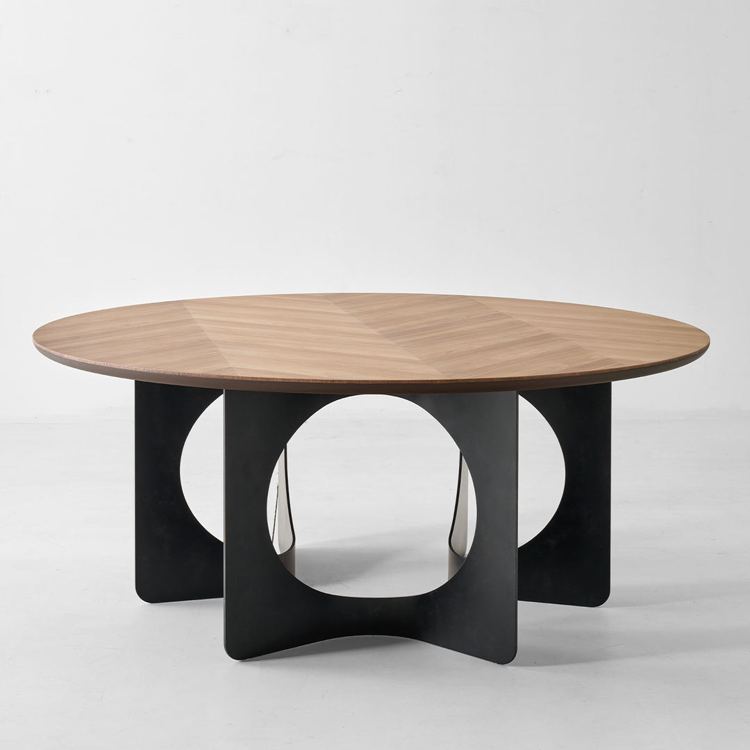 Hole Walnut Wood Round Dining Table Modesign | Artemest
