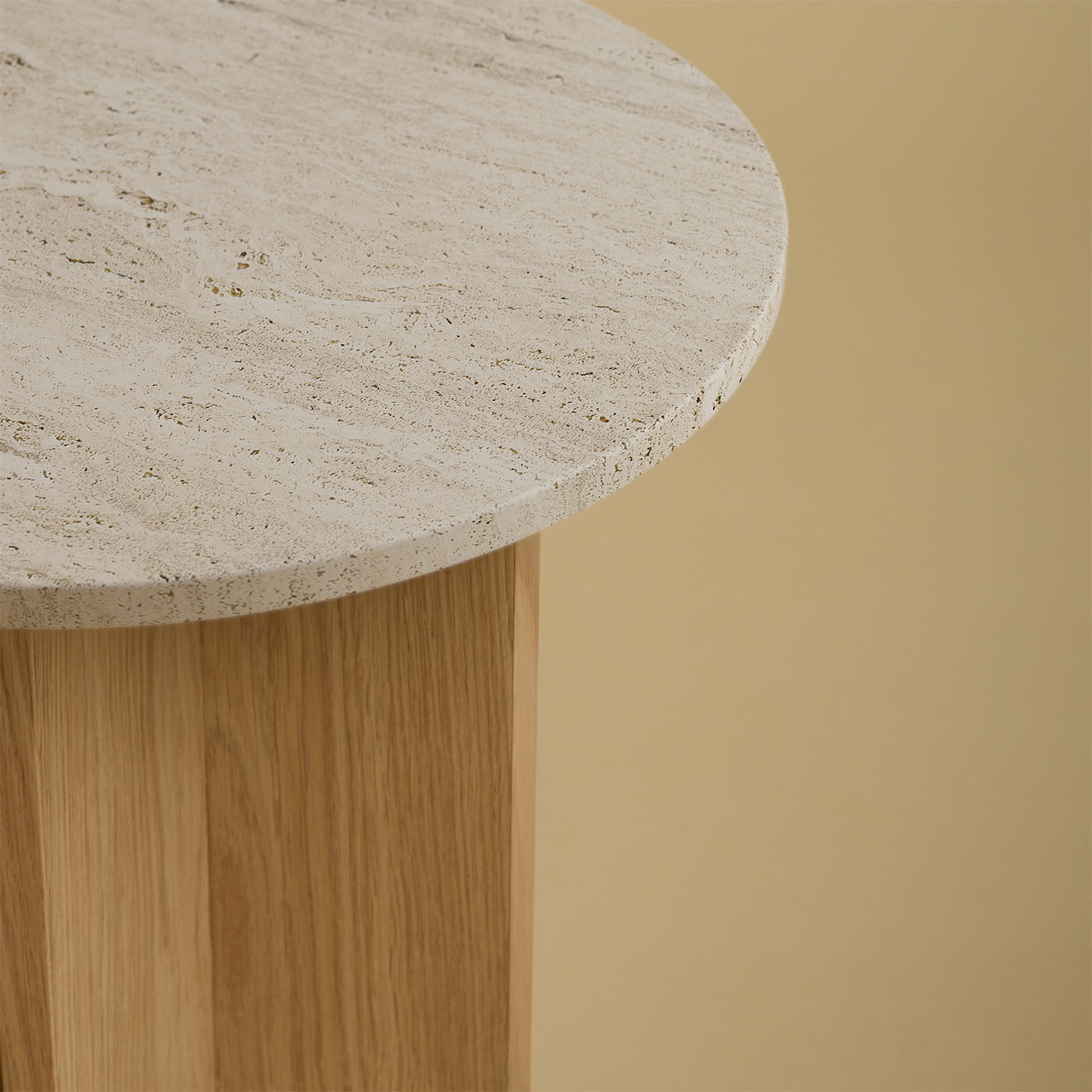 Sherman Side Table in Travertino Roman Marble and Oak Lebanto | Artemest
