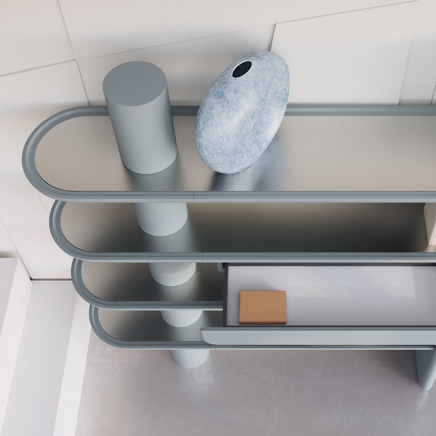 Mina Int4P 4-Shelf Pastel Light-Blue Bookcase Ultramobili | Artemest