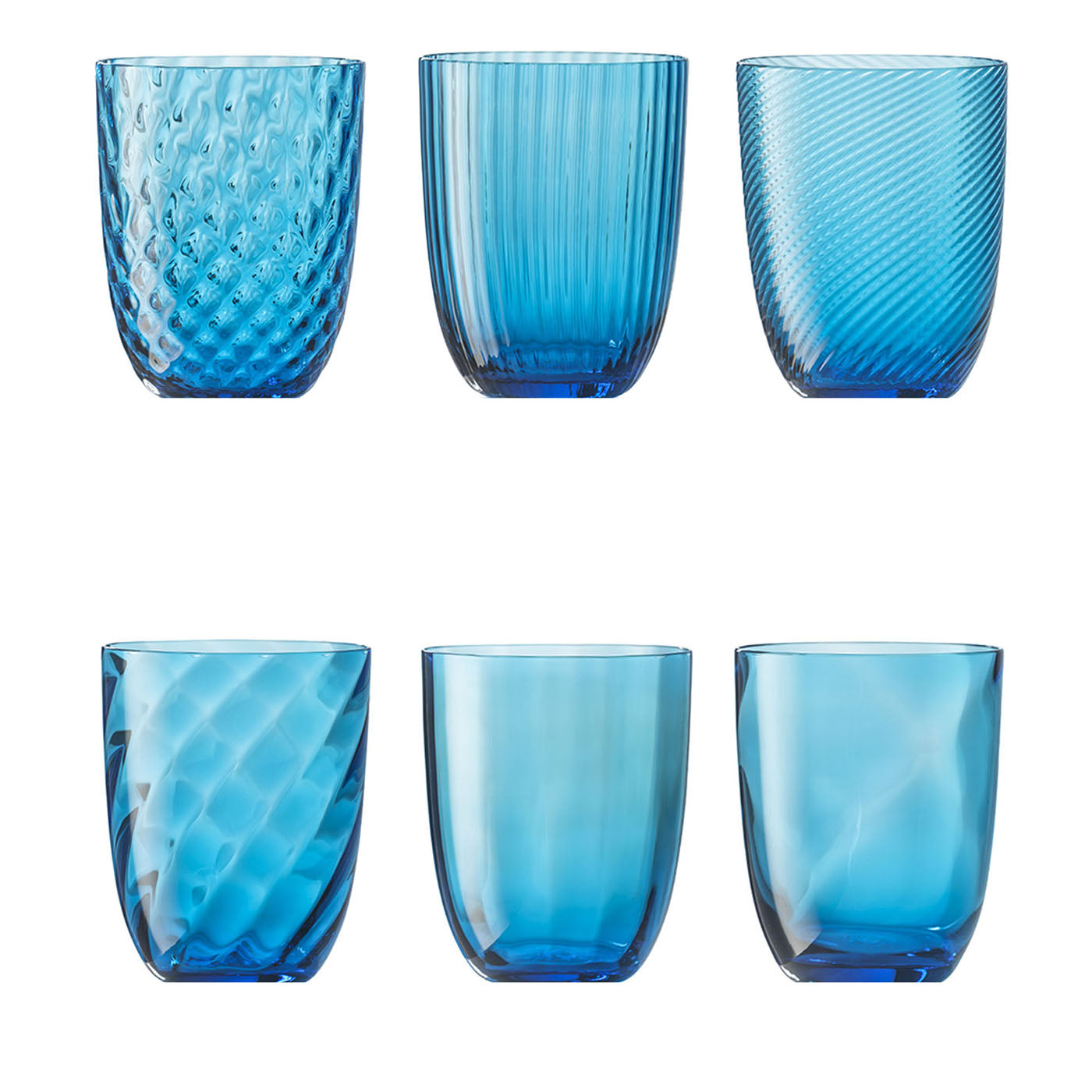 Idra Set of 6 Turquoise Assorted Glasses NasonMoretti | Artemest