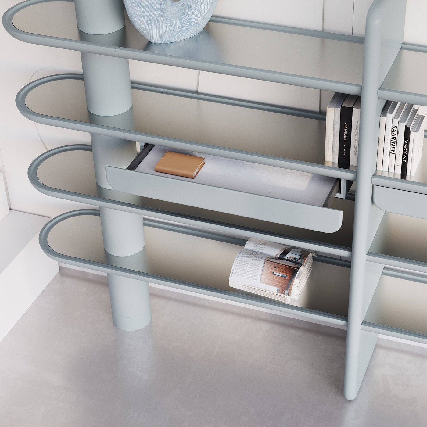 Mina Int4P 4-Shelf Pastel Light-Blue Bookcase Ultramobili | Artemest