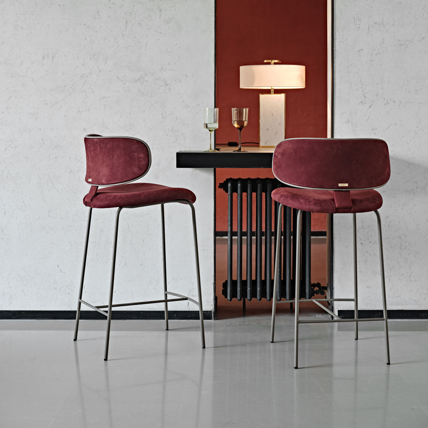 Natalia Red Bar Stool Black Tie | Artemest