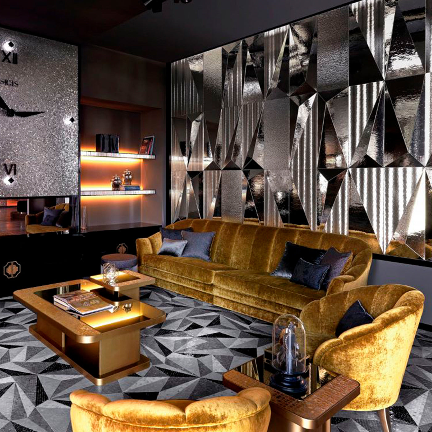 Diamond 4 seater Golden Sofa Sicis | Artemest