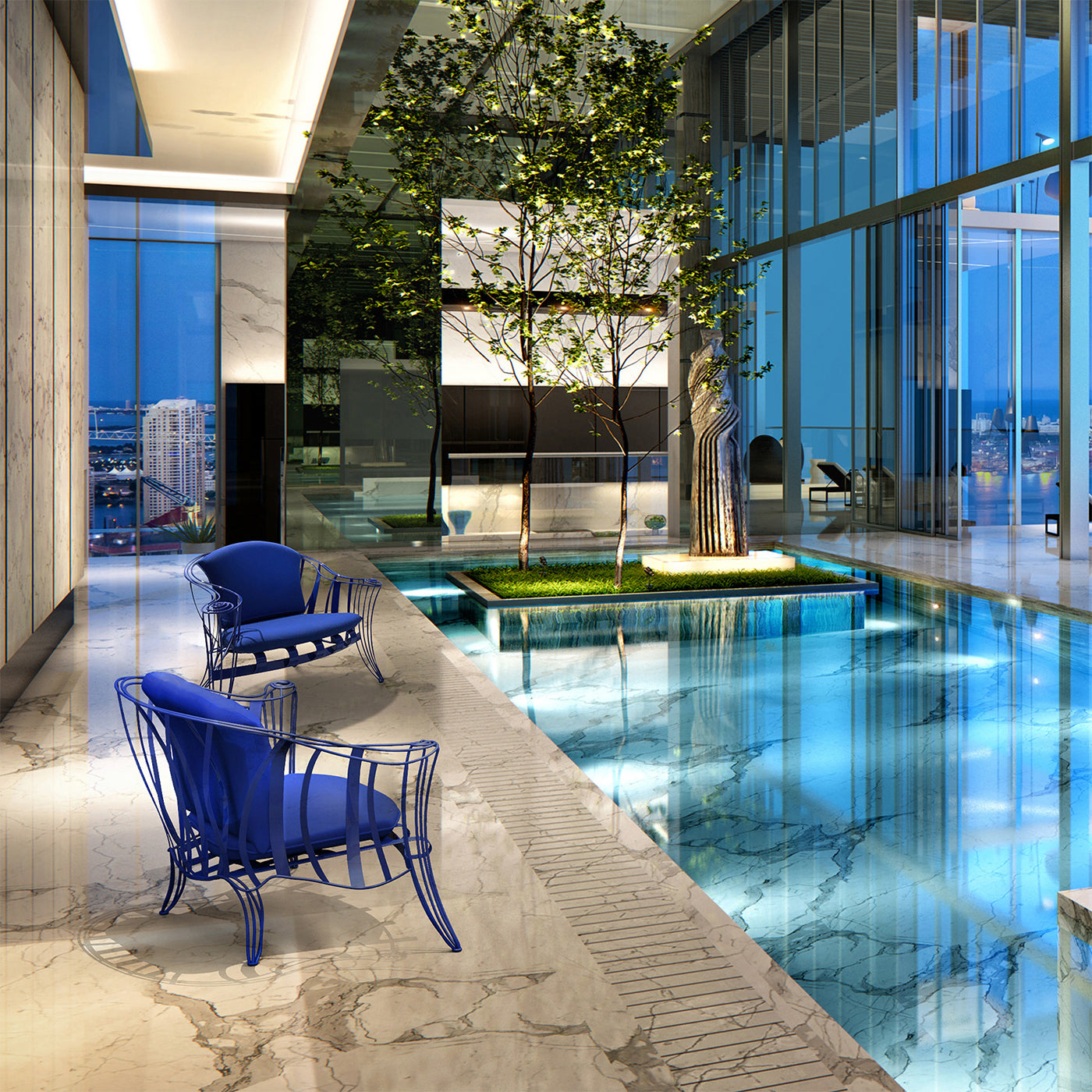 Opus Garden Blue Armchair by Carlo Rampazzi Sergio Villa | Artemest