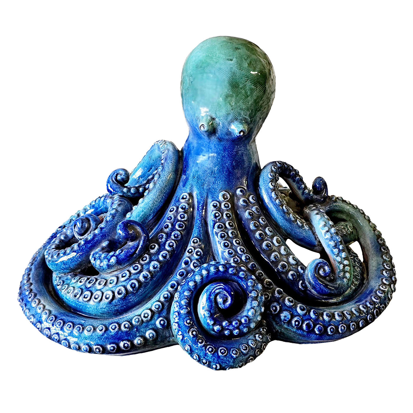 Giant Octopus Blue Ceramic Sculpture Ceramiche Ceccarelli | Artemest