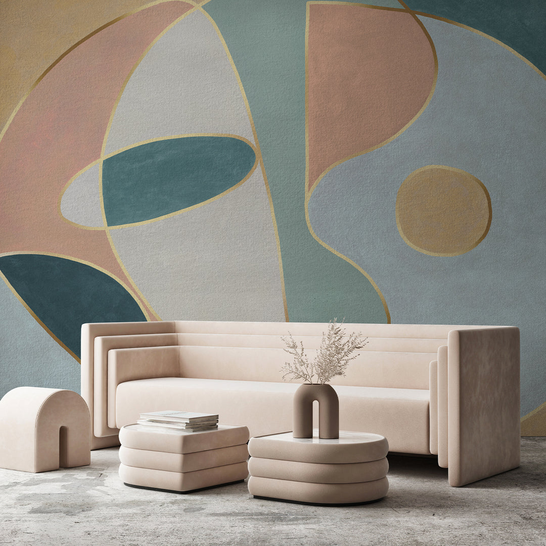Pastel colors shapes on shapes textured wallpaper Affreschi & Affreschi ...