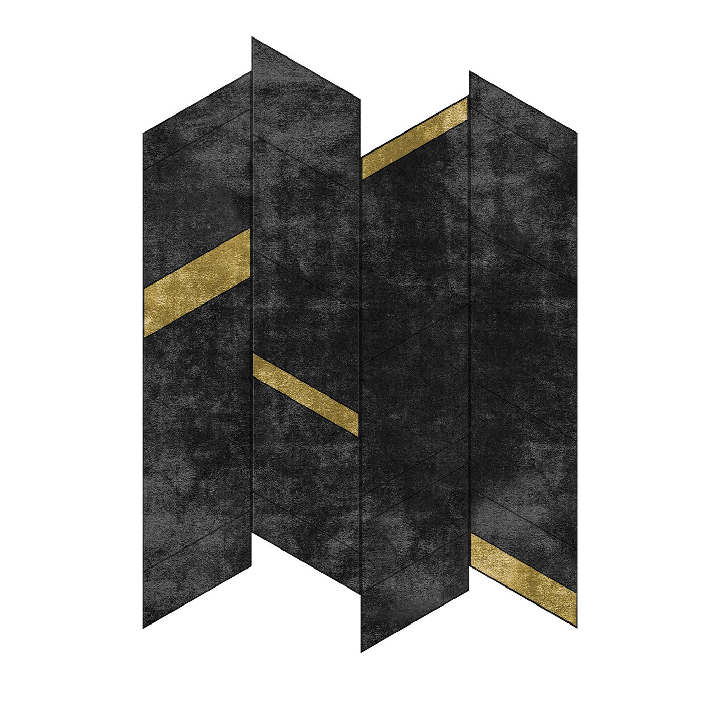 Tangram Gipsy Asymmetrical Black & Gold Rug by Dainelli Studio Sirecom ...
