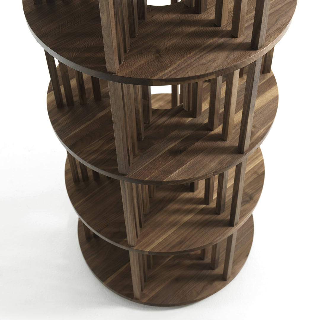 Pillar 6-Shelf Circular Walnut Bookcase by C.R. & S. Riva 1920 Riva ...