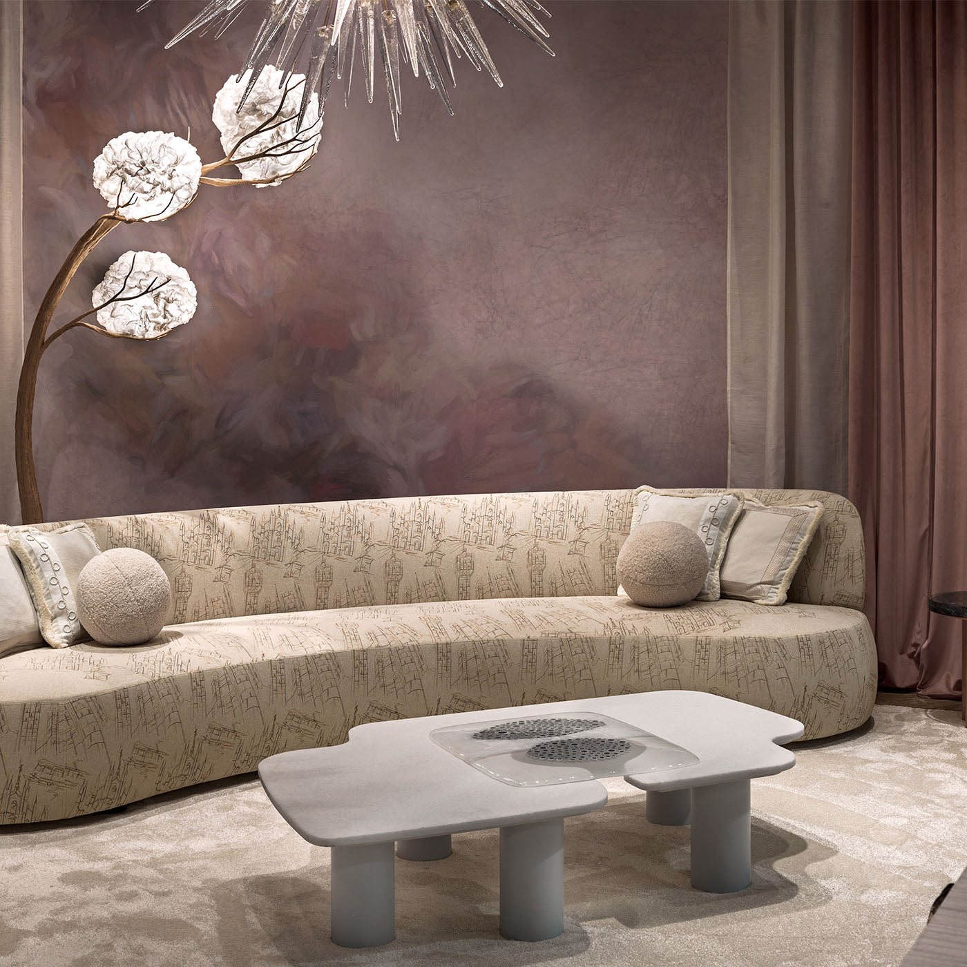 Frozen Glass & White Marble Coffee Table Chiara Provasi | Artemest