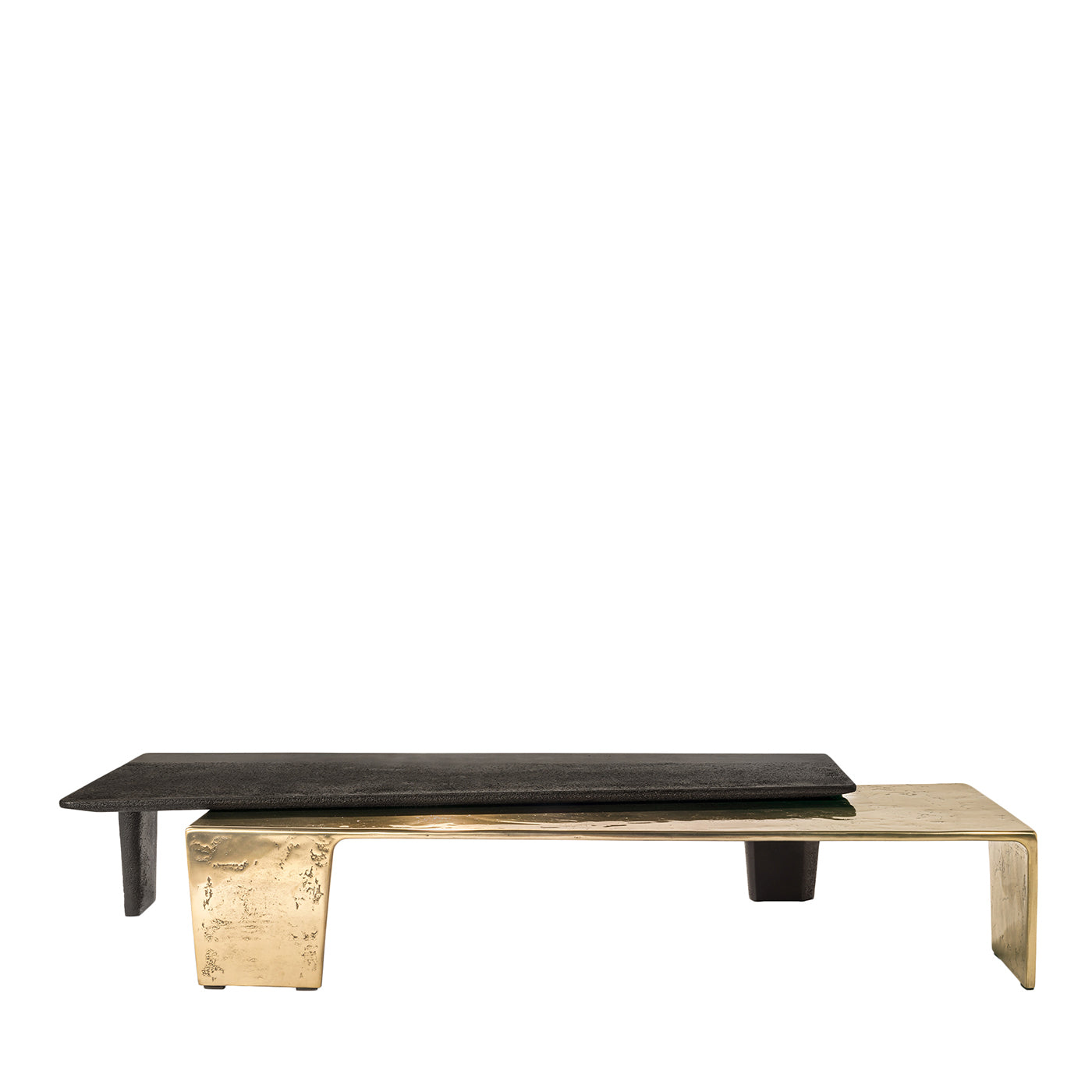 Lego Gold Alluminium And Black Marble Nesting Table Visionnaire | Artemest