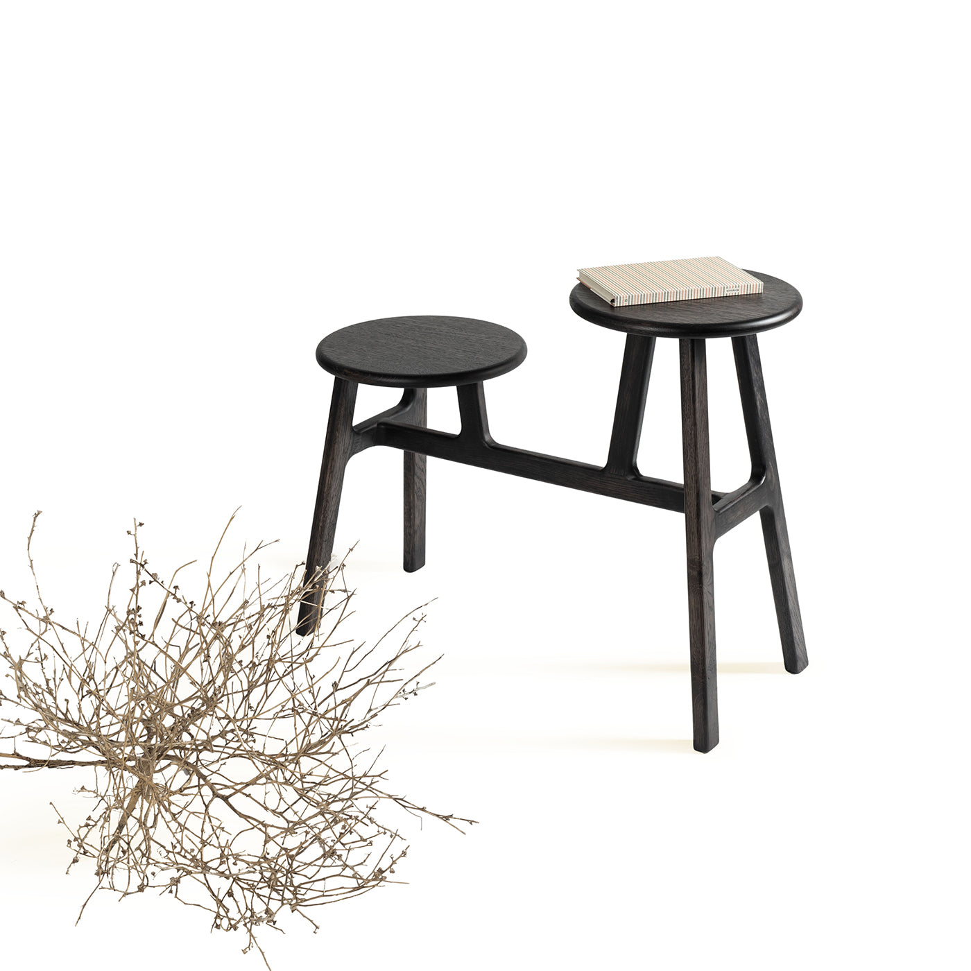 Trespolo Black Double Stool by Giulio Iacchetti Orografie | Artemest