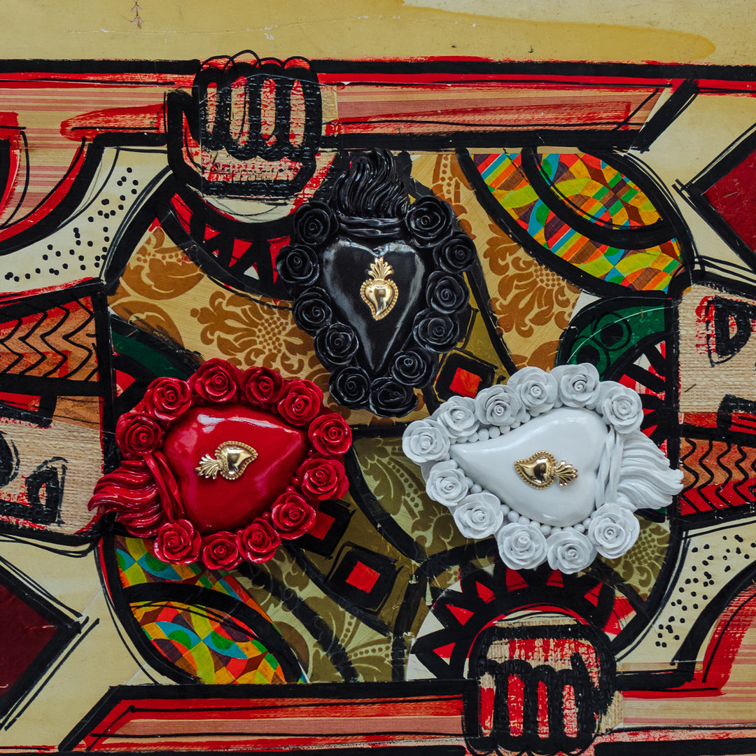 PUNK ROSE BLACK ENAMEL CERAMIC HEART Cuore di Argilla | Artemest