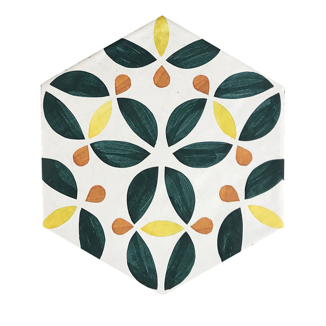 Daamè Set of 28 Hexagonal Green Tiles Studio Le Nid | Artemest
