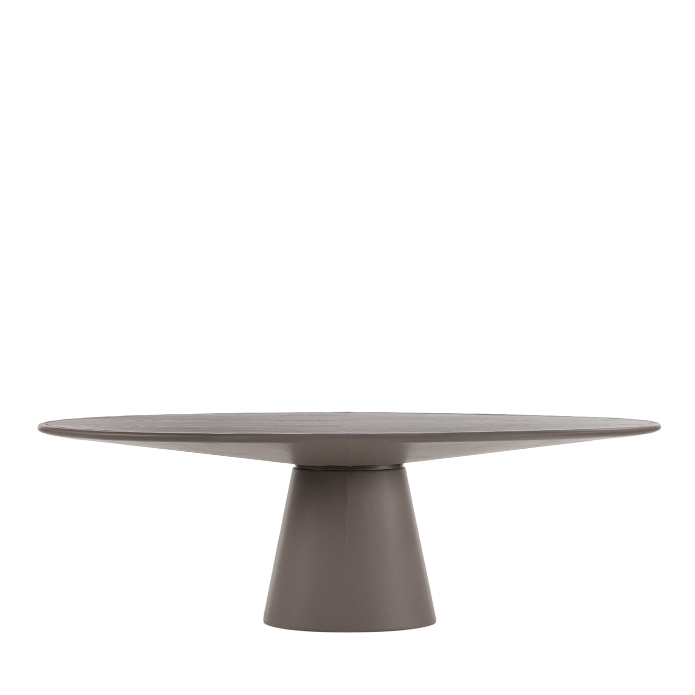 Loop Elliptical Gray Leather & Wood Table Enrico Pellizzoni | Artemest